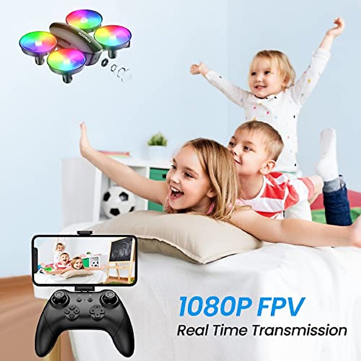 Tomzon A23W Drone with Camera 1080P, Mini LED Kids Drone with Throw to Go, High Speed Rotation and 3D Flip, Drone for Kids Adults with Circle Fly, Gravity Sensor, 3 Speeds, 2 Batteries