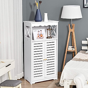 NOKAMW Bathroom Storage Cabinets,White Floor Free Standing Cabinet,Home Waterproof Storage Furniture for Bedroom Kitchen Hallway,Cupboard Unit with Daily use Layer,75x24x34cm.