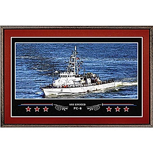 Navy Emporium USS Sirocco PC-6 Box Framed Canvas Art - Burgundy