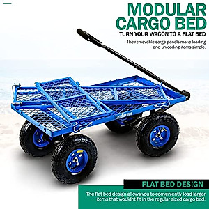 Landworks Leaf-Snow Blower Wheeled Walk Behind & Lawn & Garden Utility Cart/Beach Wagon [Bundle Deal]