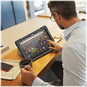 SaharaCase Protection Hand Strap Series Case for Amazon Fire HD 10 (2021) and Amazon Fire HD 10 Plus (2021) [Shockproof Bumper] Kickstand Rugged Protection Anti-Slip Grip - Black