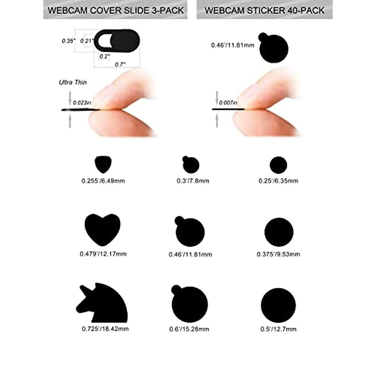 IGIDY Webcam Cover Slide 3-Pack,Webcam Sticker 40-Pack,Suitable for Laptop, Tablet, Echo dot, MacBook Pro, iPhoneiPad, iMac, Universal Camera Cover to Protect Your Privacy and Security