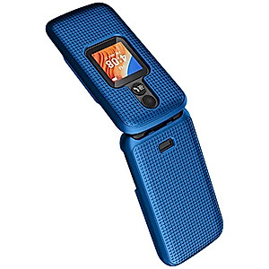 Case for Alcatel TCL Flip 2 Phone (2022), NakedcellPhone [Grid Texture] Slim Hard Shell Protector Cover for T408DL / TFALT408DCP - Cobalt Blue