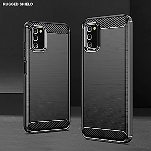 M MAIKEZI for Samsung A03S case, Galaxy A03S case with HD Screen Protector, Fashion Shock-Absorption Flexible TPU Bumper Soft Rubber Protective Case Cove for Samsung Galaxy A03S (Black Brushed TPU)