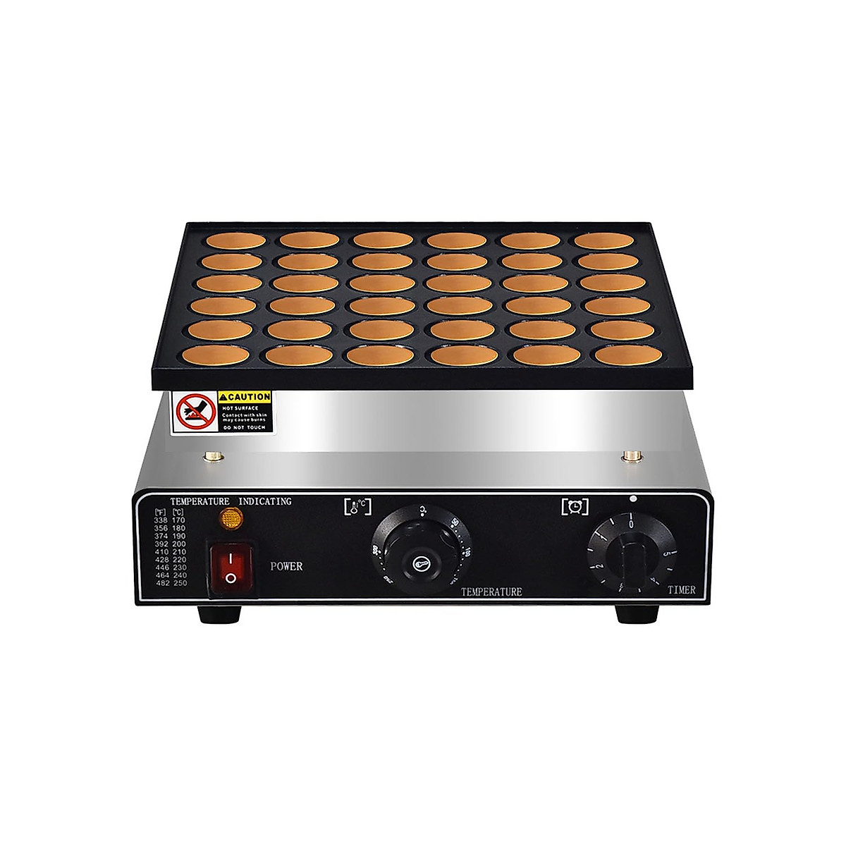 110V Commercial Mini Dutch Pancake Maker ，36PCS Dutch Pancake Baker Machine ，Nonstick Dorayaki Maker,Dutch Poffertjes Grill,Stainless Steel, Breakfast，Snacks, Desserts, Restaurants, Cafes