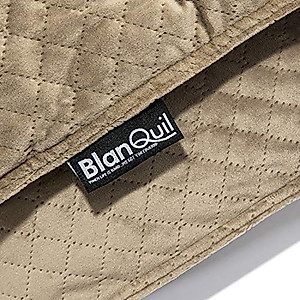 BlanQuil Quilted Weighted Blanket (Taupe 15lb) W/ Removable Cover.