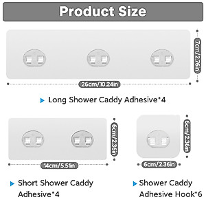 FEPTUASE 14 Pack Shower Caddy Adhesive Replacement, Transparent Strong Adhesive Hooks, No Drilling, Waterproof Wall Hooks for Shower Caddy, Bathroom Storage Shelves and Kitchen Racks