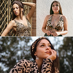 TOBATOBA Cute Fashion Leopard Print Headbands, 3Pcs Knotted Cheetah Print Hair Accessories for Women and Girls