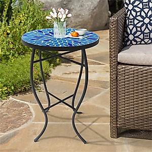 Saint Birch Lori Mosaic Folding Side Table (Dark Blues)