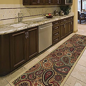 Ottomanson Ottohome Collection Non-Slip Rubberback Paisley Design 3x10 Indoor Runner Rug, 2'7" x 9'10", Beige