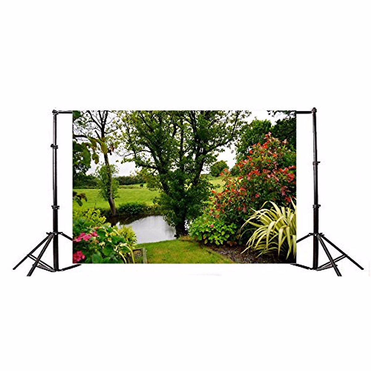CSFOTO 5x3ft Garden Backdrop Spring Photo Backdrops for Photography Outdoor Picnic Countryside Backdrop Fields Tree Park River Backdrop for Spring Nature Backdrop