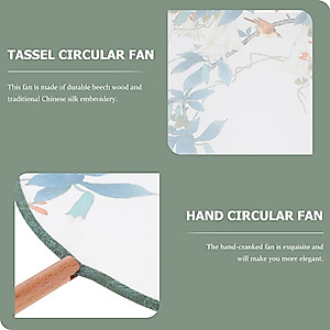 Abaodam Translucent Round Fan Handmade Handheld Fan Chinese Fans Folding Fan Vintage Paddle Hand Fan Women Boutique Cosplay Fan Prop Handheld Mini Fan Retro Fan Women's Hanfu Silk China