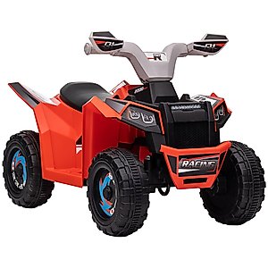 Aosom Kids ATV Quad Car, 6V Four-Wheeler Ride on Toy for Kids with Forward Backward Function, Wear-Resistant Wheels for Toddlers Ages 18-36 Months, Red