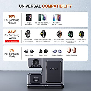 LK Wireless Charging Station for Samsung - 3 in 1 Wireless Charger Compatible for Samsung S23 Ultra Plus S22 S21 S20 Note20 Z Flip 4/3 Z Fold,Galaxy Watch 5/5 Pro/4/3 Galaxy Buds