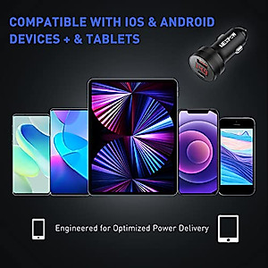 NEXPOW 38W USB C Car Charger, Fast USB Car Charger Adapter PD 20W or QC3.0 Compatible with NEXPOW Jump Starter