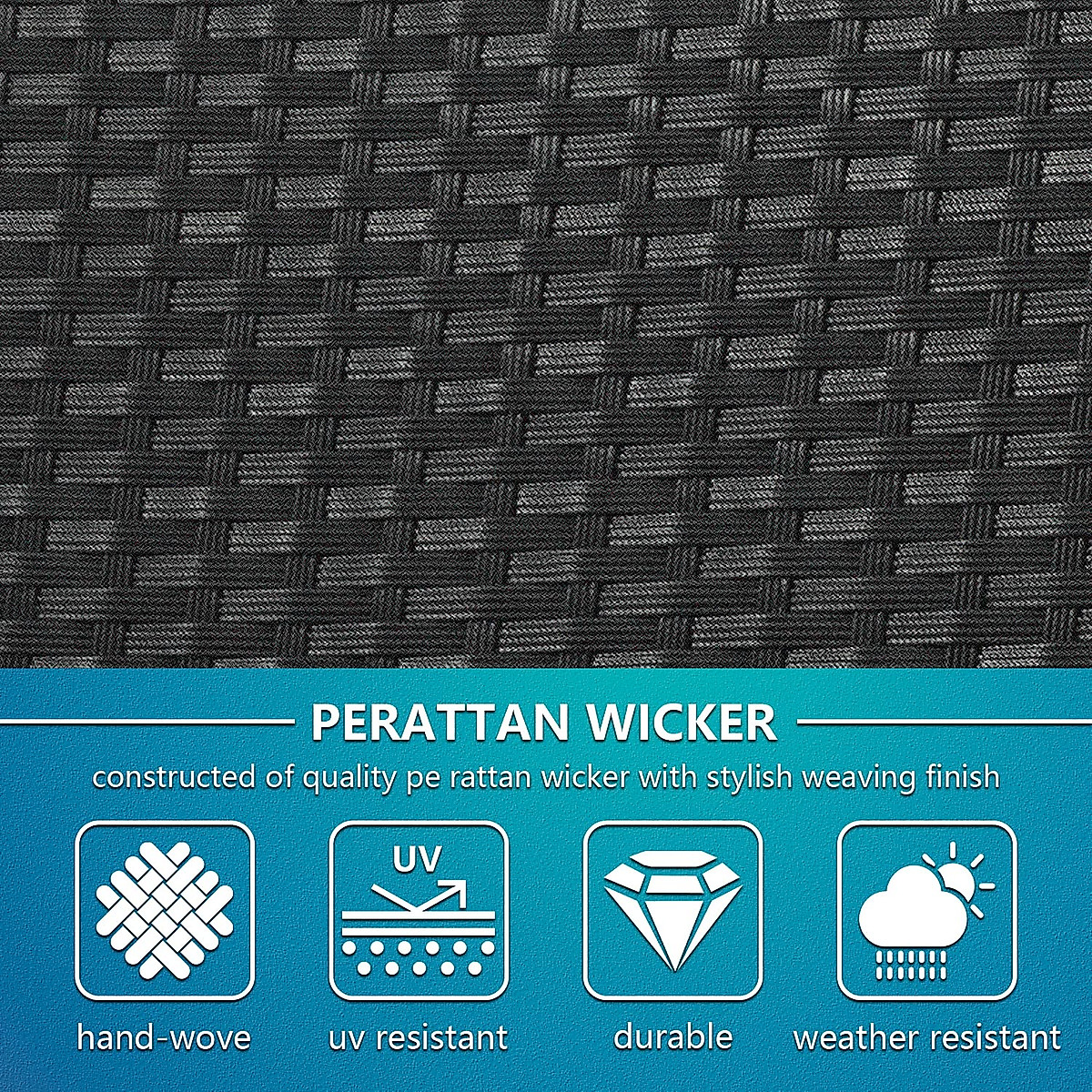 Ruesleag Patio Furniture Set 4 Piece Rattan Conversation Sets Patio Set Chairs with Thickened Cushions and Tempered Glass Table Outdoor Wicker Porch Furniture Random Arrangement for Yard or Backyard