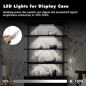 JUSJUBR 4-Pack Cold White Display Shelf Lights, Under Shelf Lighting with Memory Function, 12 Inch 6000K Plug-in Bookshelf Lighting, LED Cabinet Lights for Display Case/Pantry/Closet/Safe