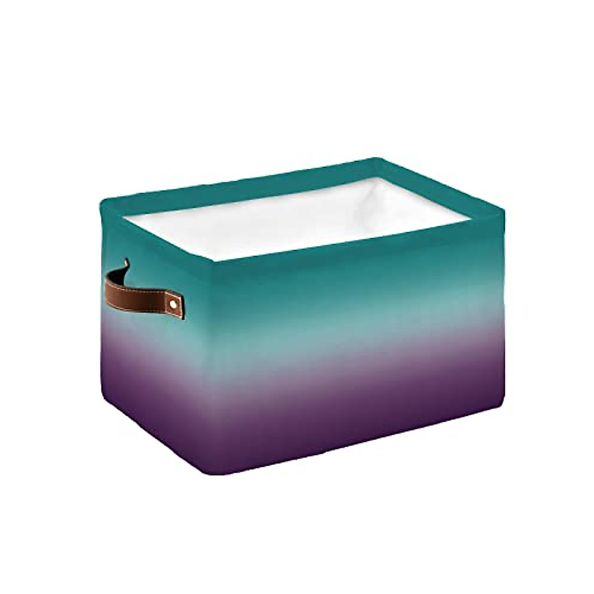 Teal Purple Ombre Storage Basket Waterproof Cube Storage Bin Organizer with Handles, Turquoise Gradient Modern Abstract Art Collapsible Storage Cubes Bins for Clothes Books Toys 15"x11"x9.5"