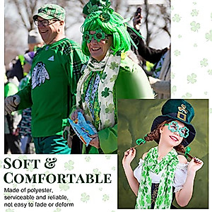 4 Pcs St. Patrick's Day Scarf Set Irish Green Hat Hair Clip Clover Shamrock Scarf for Women Accessories