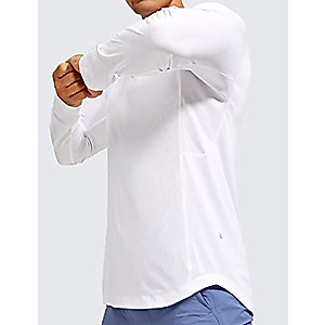 CRZ YOGA Men's Lightweight Long Sleeve Tee Running Shirts Athletic Workout Training Gym Quick Dry Tops White XX-Large