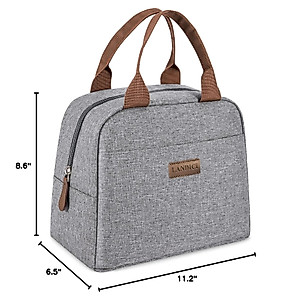 LANDICI Lunch Bag for Women Men Insulated Small Lunch Box for Adult Kids, Waterproof Reusable Soft Sided Cooler Lunch Tote Bag for Work Office School Travel Picnic Food, Grey
