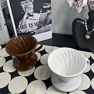 Pour Over Coffee Maker, Single Cup Coffee Dripper, Manual Porcelain Slow Brewing Accessories for Travel, Camping, Office, Home, Cafe, Coffee Gifts (White, Small,1-2Cups)