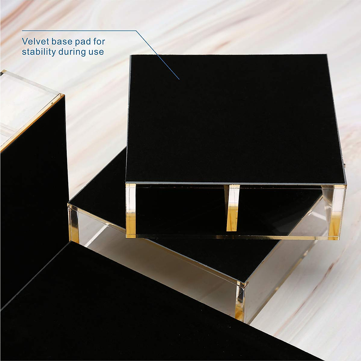 EXPUTRAN Acrylic Desk Organizer 4-Piece Desk Kit + Free Complimentary Acrylic Ruler, Desktop Organization for Office or Home (Gold)