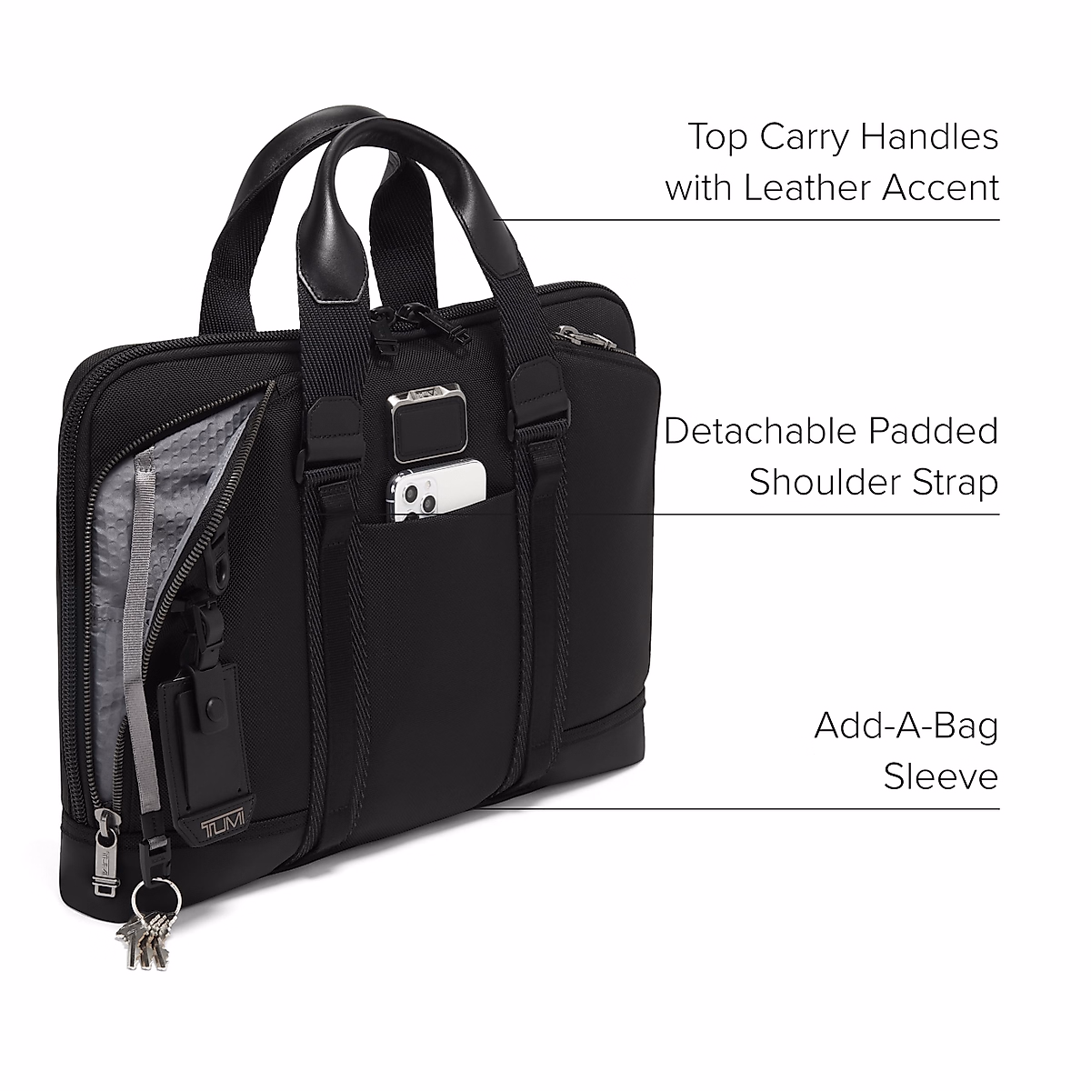 TUMI Men's Academy Briefcase, Black, One Size