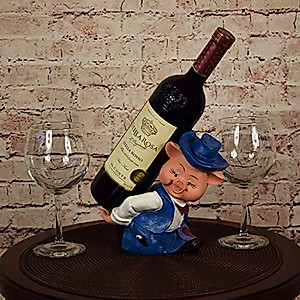 VadiDra Wine Bottle Holder, Animal Wine Holder Stand, Pig Figurine Statue Decor for Home and Kitchen, Gift Ideas for Wine Lovers