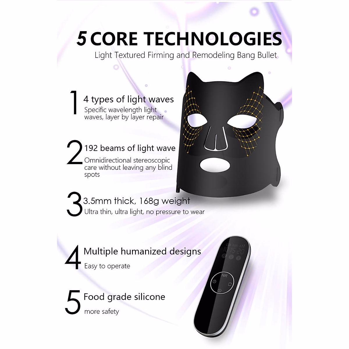 ReNew You Essentials Red Light Therapy For Face, multiple colors LED Face Mask Light Therapy, Red Light Therapy Mask Skin Care At Home Use