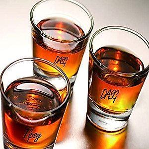 KOECTWYM Shot Glass,8 Pack party Shot Glasses, Shot Glass printed with 8 funny phrase as 21st Birthday Gift,1.9 Oz Shot Glass