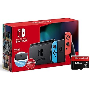 Nintendo Switch Console with Neon Blue and Neon Red Joy-Con Video Games Console, 6.2" Touchscreen LCD Display, WIFI