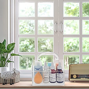 Plastic Square Storage Bin-Cabinet,Gift Box Portable Vanity Organizer with Secure Lid and Handle, Clear Container Box for Toiletries, Makeup, Hair Accessories,Crafts (1 Box)