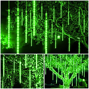 JMEXSUSS 2 Pack Solar Fairy Lights/Solar Meteor Shower Rain Lights Green