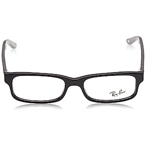 Ray-Ban RX5187 Rectangular Prescription Eyeglass Frames, Black/Demo Lens, 52 mm