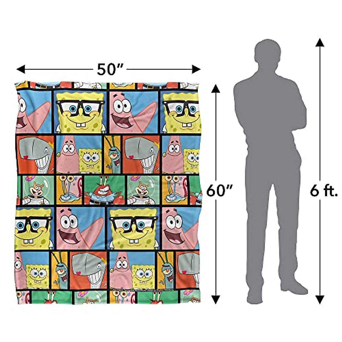 Spongebob Blanket, 50"x60" Spongebob Tile Pattern Silky Touch Super Soft Throw Blanket