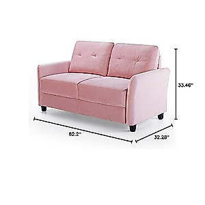 ZINUS Ricardo Velvet Loveseat Sofa, Easy, Tool-Free Assembly, Blush Velvet