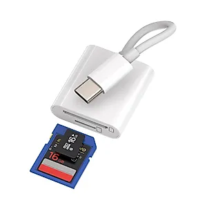 USB C TF Micro SD Card Reader Adapter(2in1) Multiport Compact Camera Flash Memory Cards Thunderbolt Type C Port Dongle Compatible for Samsung for IPhone15 Pro Max Plus IPad Pro for Pixel MacBook