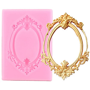 ZiXiang Photo Frame Silicone Molds Baroque Style Picture Frames Fondant Mold For Cupcake Topper Cake Decoration Chocolate Candy Polymer Clay Gum Paste Set Of 4