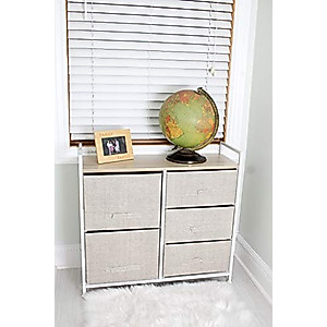 East Loft Multipurpose Dressers for Bedroom Cheap Closet Dresser for Nursery - Storage Dresser with 5 Fabric Drawers - Easy Assembly Small Dresser for Closet Kids Clothes Organizer (Beige)