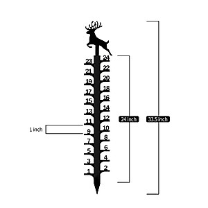 Flexyony Outdoor Snow Gauge 24 Inch Iron Art Snow Gauge Detachable Christmas Snowflake Snowfall Measuring Gauge Handmade Snow Measuring Stick for Garden Yard Christmas Decoration Gift (C-Elk)