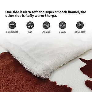Brown White Cow Skin Print Blanket Soft Sherpa Fleece Farm Animal Skin Fur Throw Blankets Cows Pattern Blanket for Couch Sofa Blanket Stitching Blanket 40x50 Inch