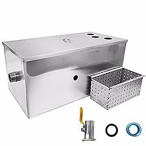 IHAYNER 25LBS Commercial Grease Traps Interceptor Grease Trap 13GPM Stainless Steel Grease Trap for Kitchen Restaurant