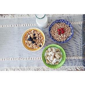 Annovero Cereal Bowls - Set of 6 Dinnerware for Ice Cream, Fruit, Ramen, Cereal, Soup, Colorful Stoneware Dishes for Kitchen, Microwave and Oven Safe, 6.25 Inch Diameter