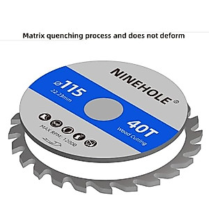 Ninehole 2pack 4-1/2Inch 40T Circular Saw Blade with 7/8-Inch Arbor, TCT Carbide Tipped Teeth for Cutting Wood Plastic Composite Materials (Reduce Ring 5/8 inch)