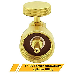 MCAMPAS Disposable Adjustable Pressure Propane Gas Regulator Valve,1LB Tank Connection Needle Valve x 1/4" NPT Male (Tapped M8 Female) Adapter Fitting