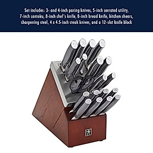 HENCKELS Graphite Razor-Sharp 13-pc Knife Set German Engineered Informed by 100+ Years of Mastery, Chefs Knife, Black/Stainless