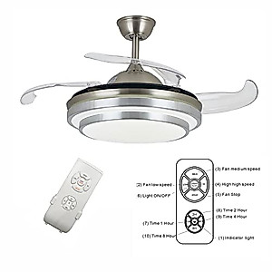 Yaminie Ceiling Fan with Lights, 36" Modern Chandelier Fan with Remote, 3 Speeds Reversible Retractable Fan, LED Dimmable Silent Fans Light for Dining Room Bedroom Living Room