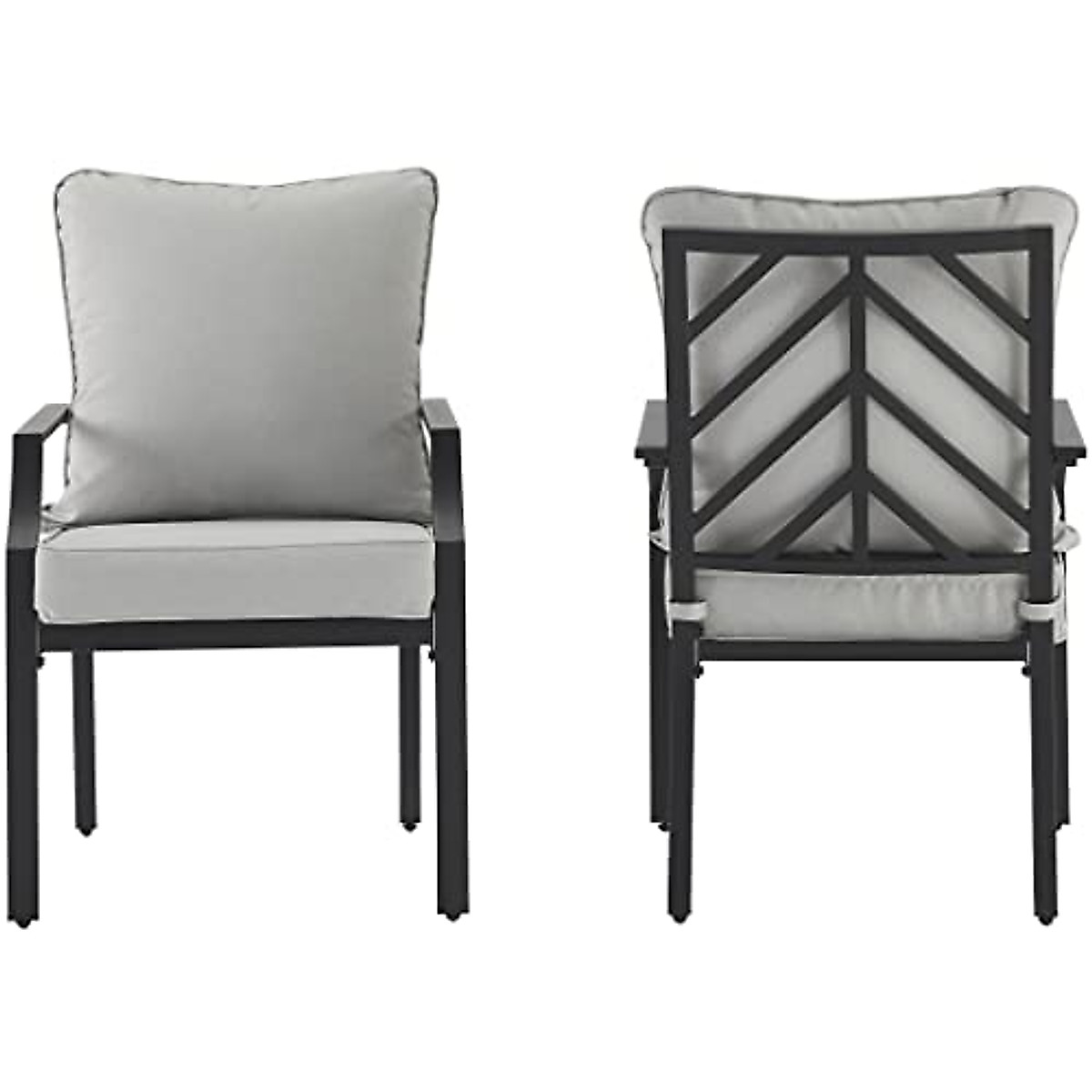 Crosley Furniture Otto 2-Piece Outdoor Chair Set, Dining Patio Chairs for Deck, Backyard, Matte Black with Gray Cushions