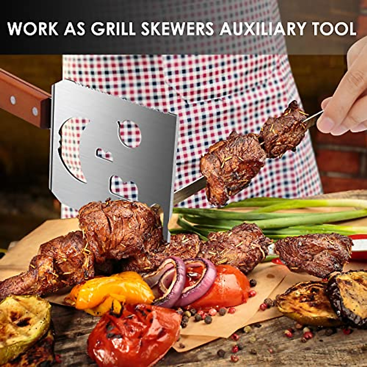 BBQ Grill Accessories for Gas Grill, Charcoal Grill. 7 in 1 Spatula with Scraper, Grill Tools for Outdoor Grill,18" Barbecue Grill Utensils. Dad Gifts, Father's Day Gifts, Gifts for Men, Dad, Husband.